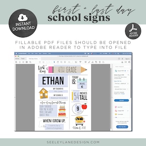 First and Last Day of School Sign PDF, JPG Templates With Child Details ...