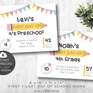 First and Last Day of School Sign PDF Template, Printable, Editable ...