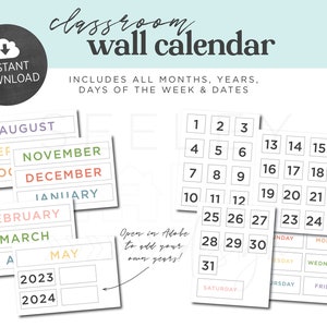 Printable Classroom Perpetual Wall Calendar, Morning Chart, Circle Time ...