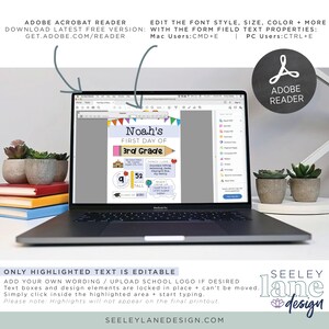 First and Last Day of School Sign With Flags, Printable, Editable PDF ...