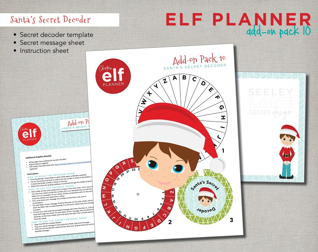Elf Planner Add-on Pack 10: Santa's Secret Decoder, Instant Digital ...