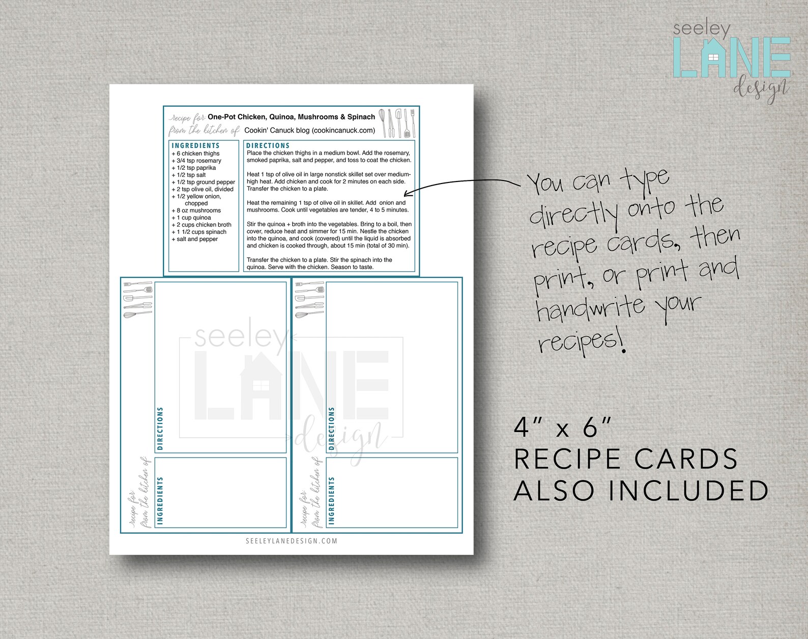 Recipe Book and Binder Kit With Kitchen Tips, Printable and Editable ...