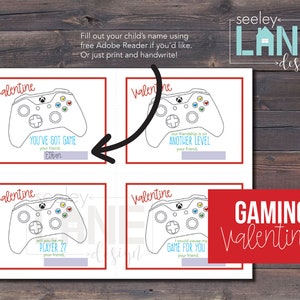 Valentine's Day Printable, Editable Kids' Video Gaming Valentines With ...
