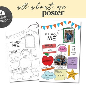All About Me, Star Student, Student of the Week, Printable Poster ...