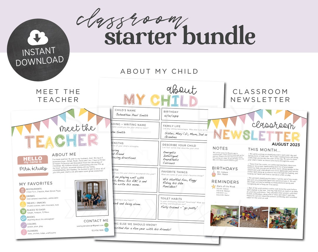 Modern Pastel Classroom Starter Organization Bundle, Meet the Teacher ...