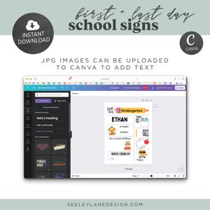 First and Last Day of School Sign PDF, JPG Templates With Child Details ...