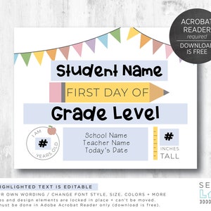 First and Last Day of School Sign PDF Template, Printable, Editable ...