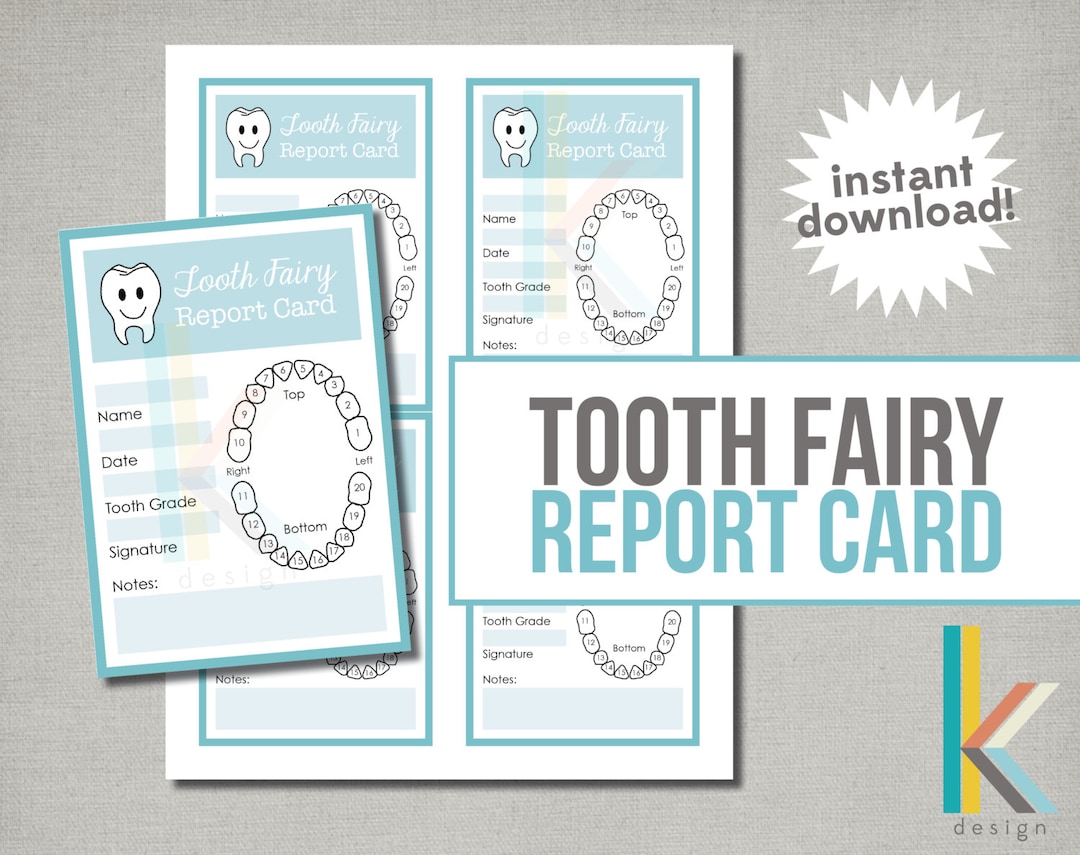 Tooth Fairy Report Card, Printable, Editable, Digital File, Instant ...