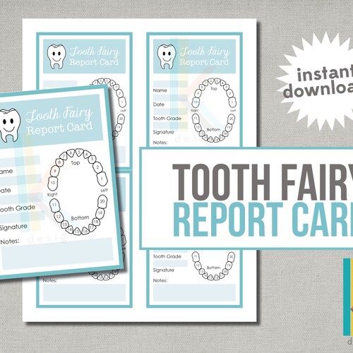 Tooth Fairy Report Card Printable Editable Digital File | Etsy