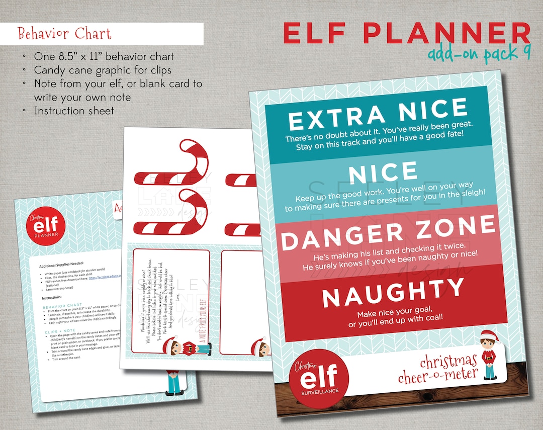Elf Planner Add-on Pack 9: Behavior Chart, Instant Digital Download - Etsy