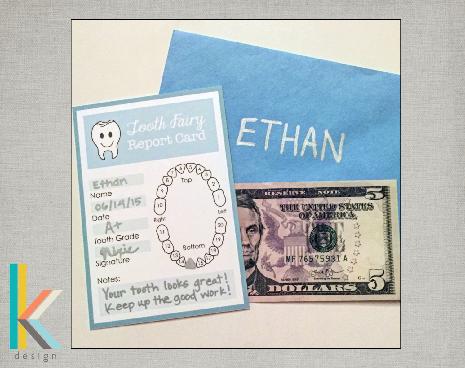 Tooth Fairy Report Card, Printable, Editable, Digital File, Instant ...