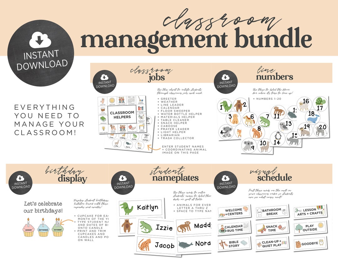 Printable Classroom Management Bundle, Classroom Jobs, Line Numbers ...