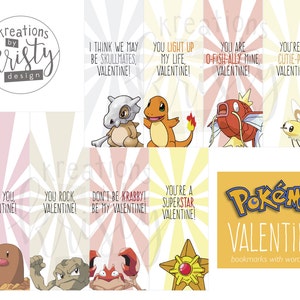 Valentine's Day Printable, Editable Pokémon Bookmark Valentines ...