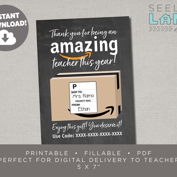 Fillable Teacher Appreciation Card - Etsy