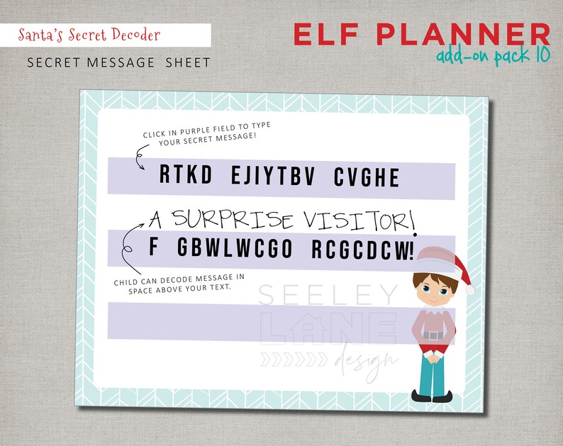 Elf Planner Add-on Pack 10: Santa's Secret Decoder | Etsy