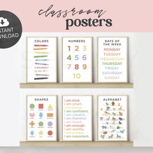 Set of 6 Printable Classroom Posters Educational Wall Art - Etsy