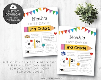 Editable Back to School Sign Printable Editable First and - Etsy