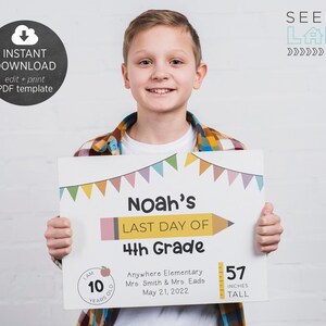 First and Last Day of School Sign PDF Template, Printable, Editable ...