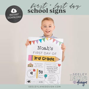First and Last Day of School Sign With Flags, Printable, Editable PDF ...
