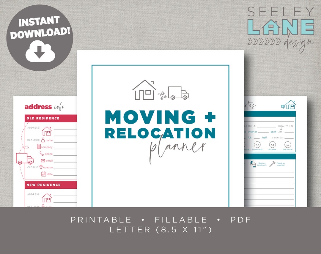 Moving or Relocation and House Hunting Planner, Moving Gift, Moving ...