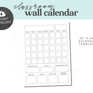 Printable Classroom Perpetual Wall Calendar, Morning Chart, Circle Time ...