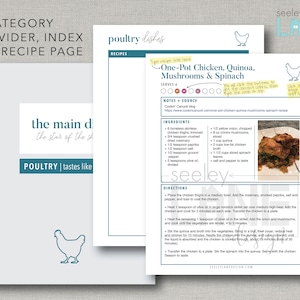 Recipe Book and Binder Kit With Kitchen Tips, Printable and Editable ...