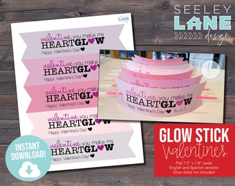 Glow Stick Valentine Printable | Etsy