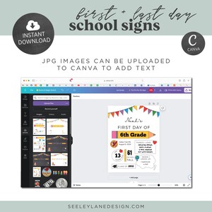 First and Last Day of School Sign With Flags, Printable, Editable PDF ...