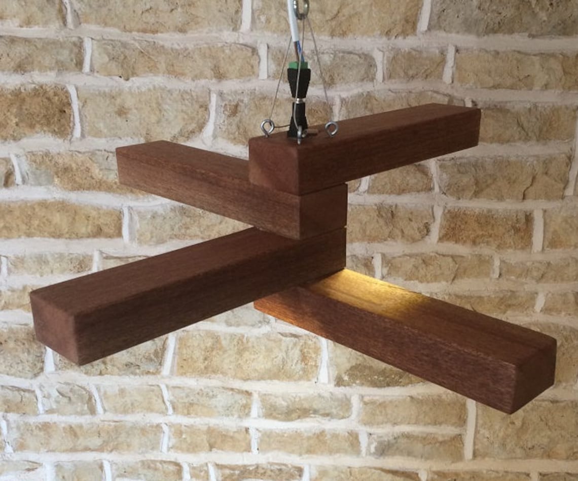 Abstract Ceiling Light Pendant Solid Wood Modern Design Rustic - Etsy