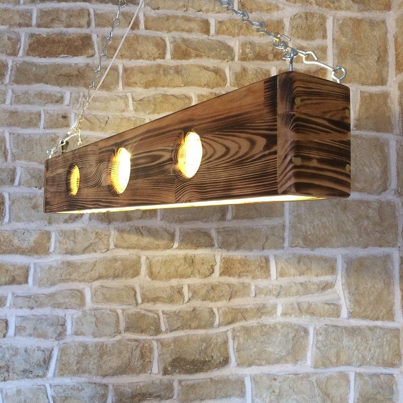 Long Ceiling Light Light Pendant Wooden Light Fixture Wood | Etsy
