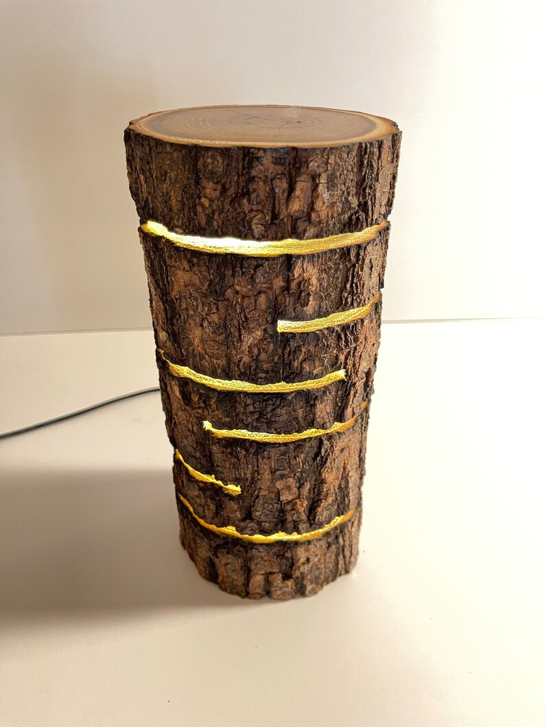 Log Lamp Log Light Log Slits Rustic Lamp Subtle Lighting - Etsy