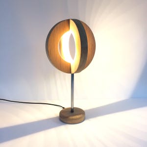 Wooden Led Table Lamp Desk Lamp Modern Light Round Circular Wooden ...