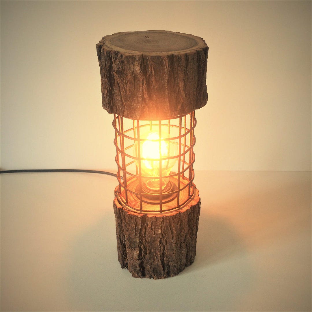 Rustic Lamp, Cage Lamp, Log Lamp, Log Light, Rustic Gift, Rustic ...
