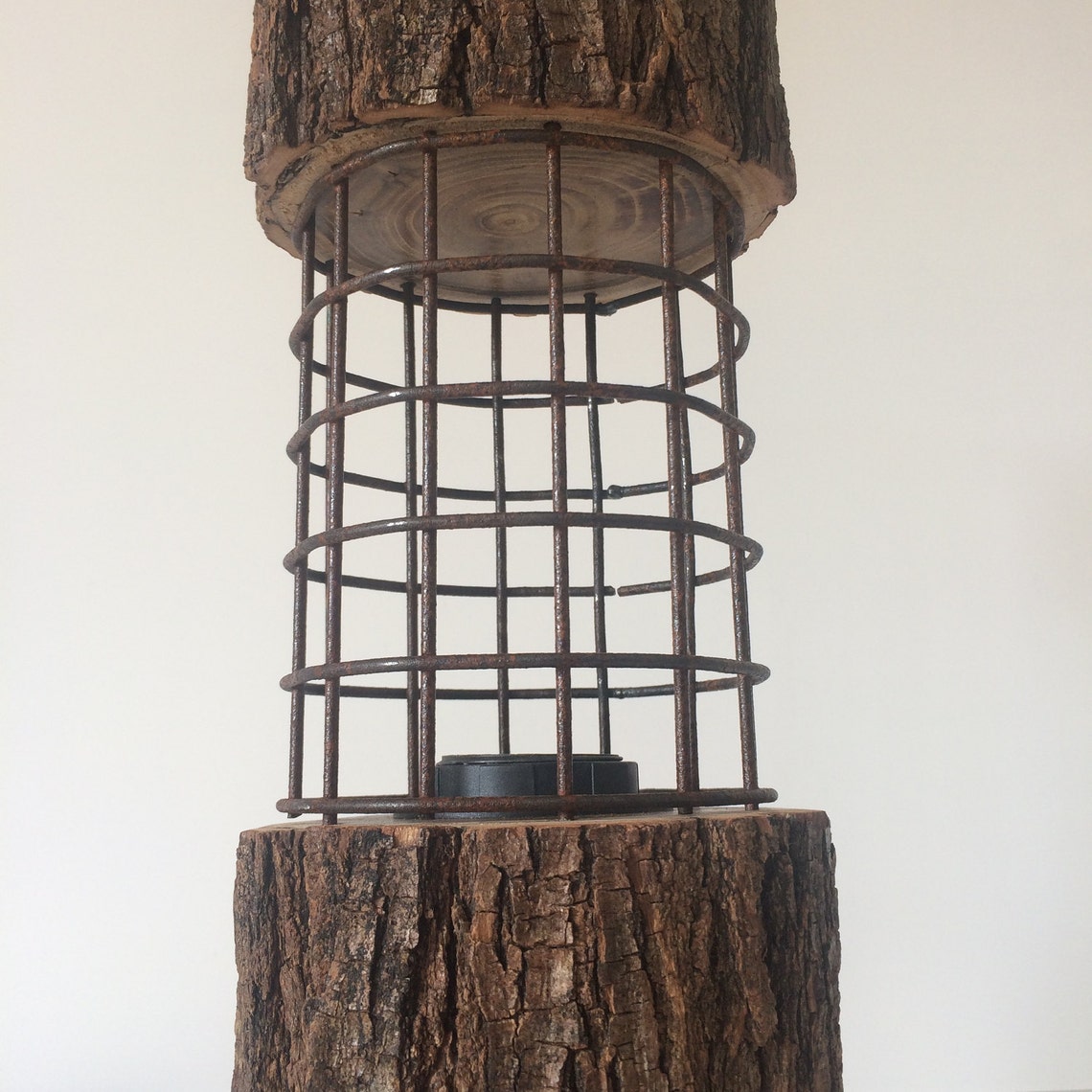 Rustic Lamp Log Light Log Lamp Desk Lamp Industrial Lamp Cage | Etsy