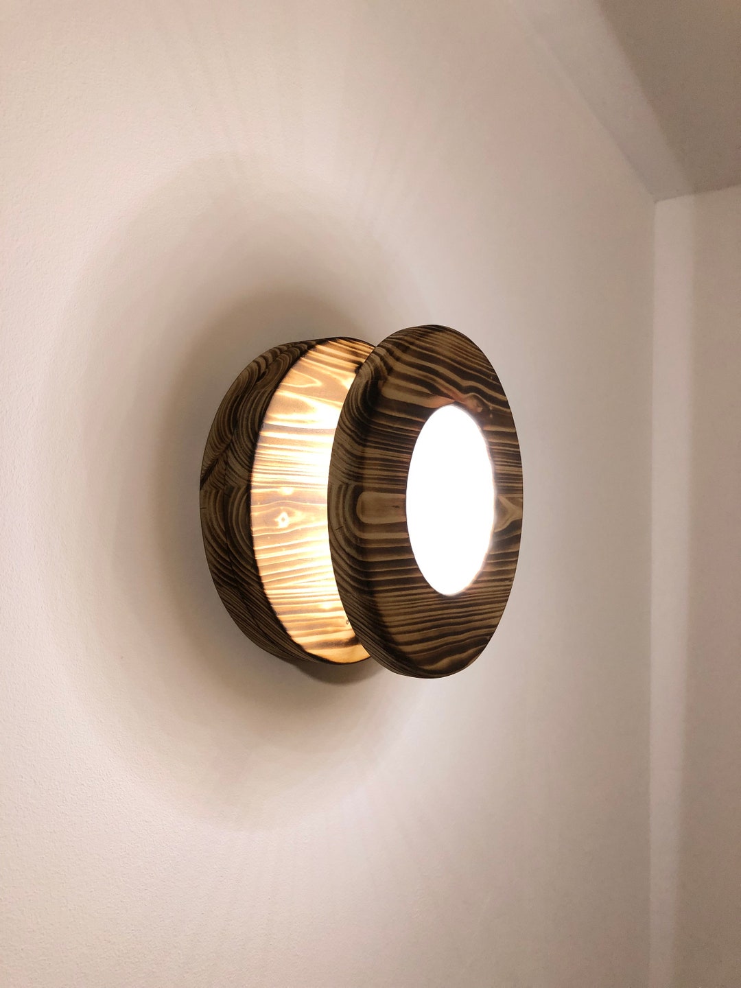 Unique Lighting, Wooden Light, Wooden Wall Light, Rustic Sconce, Burnt ...