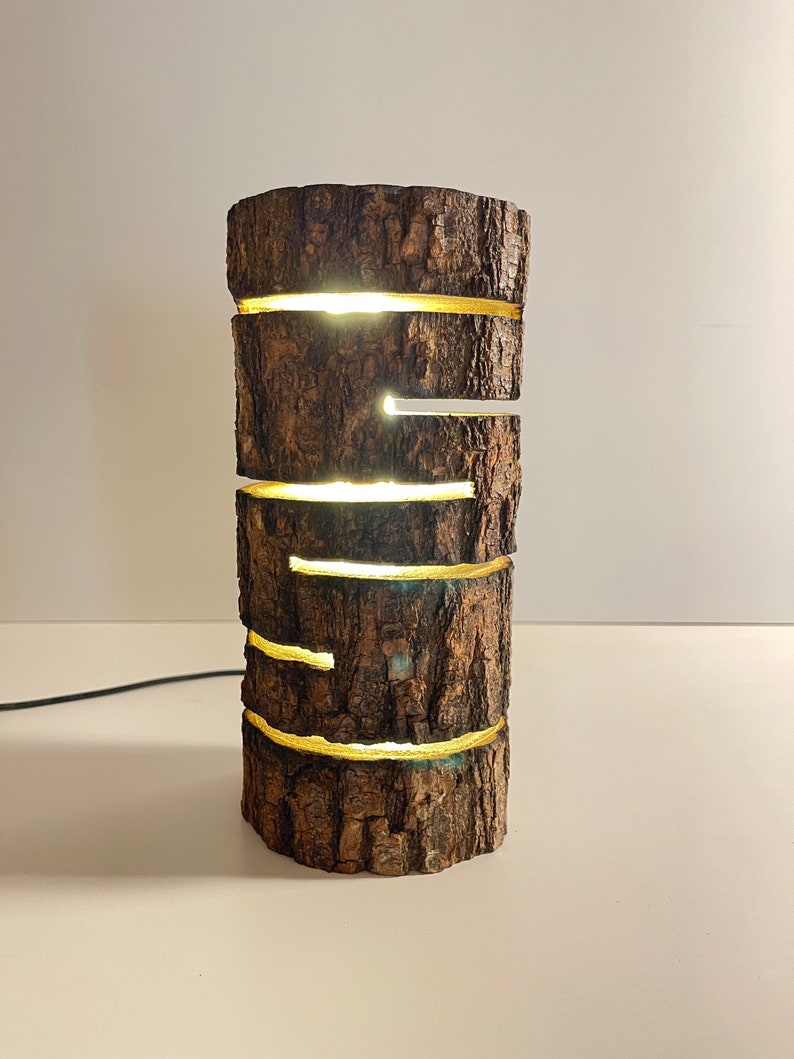 Log Lamp Log Light Log Slits Rustic Lamp Subtle Lighting - Etsy