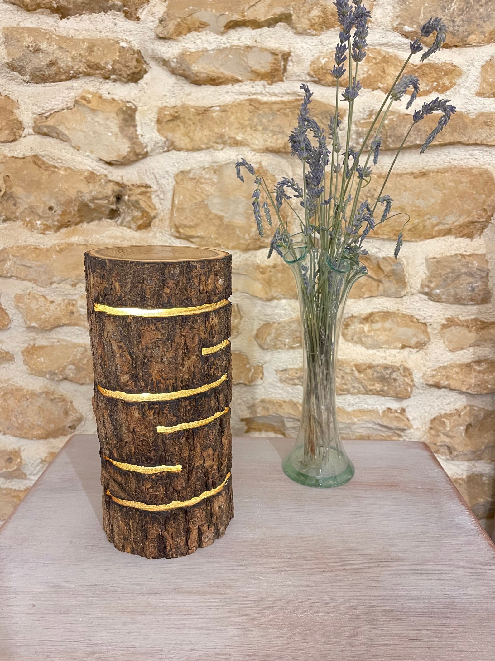 Log Lamp Log Light Log Slits Rustic Lamp Subtle Lighting - Etsy