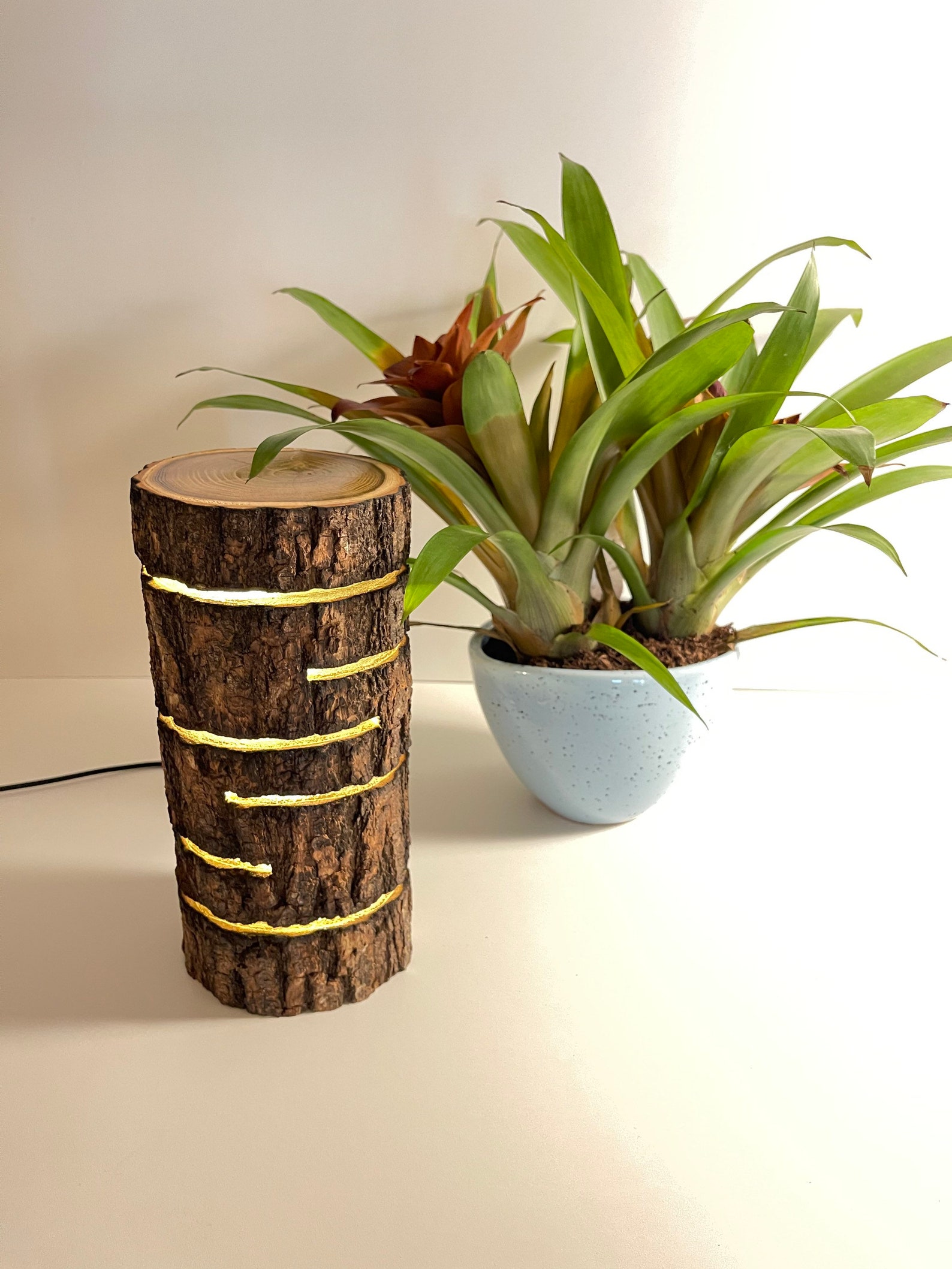 Log Lamp Log Light Log Slits Rustic Lamp Subtle Lighting - Etsy