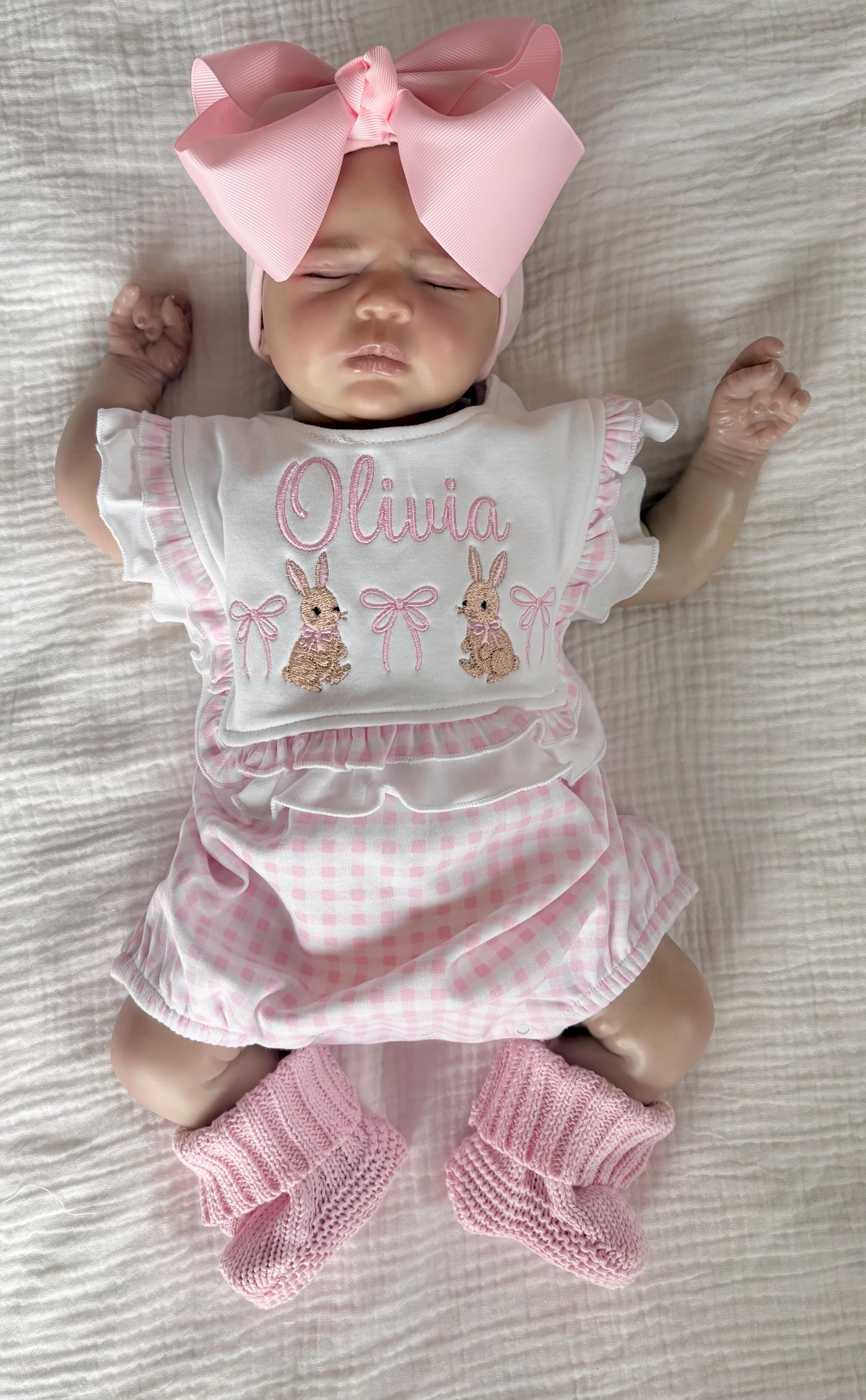 Baby Girls Embroidered Easter Romper, Pink Gingham Outfit, My First ...