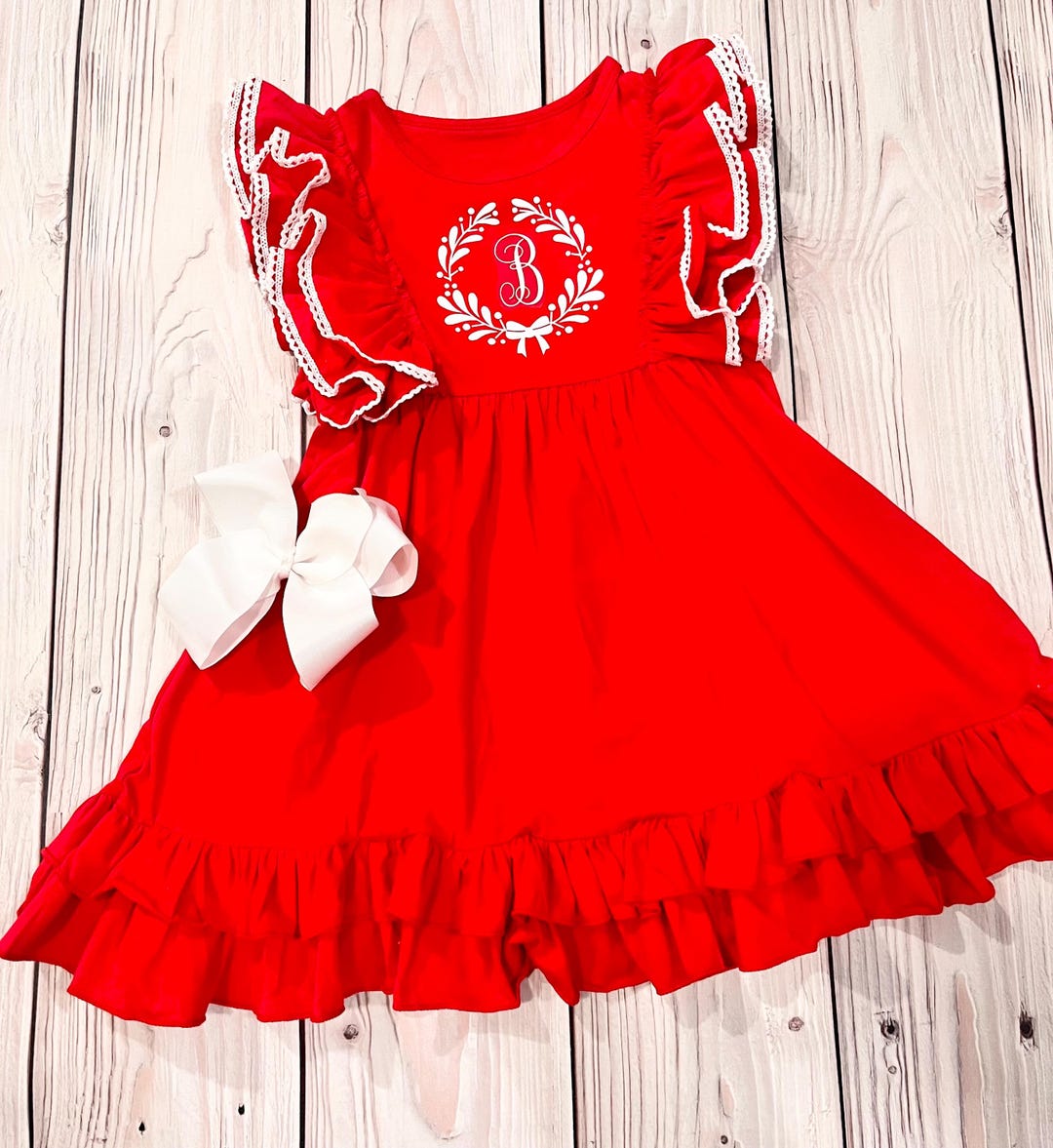 Girls Red Holiday Christmas Dress, Christmas Outfit, Toddler Holiday ...