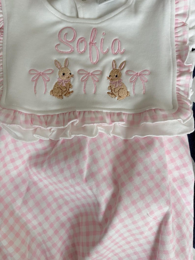 Baby Girls Embroidered Easter Romper, Pink Gingham Outfit, My First ...