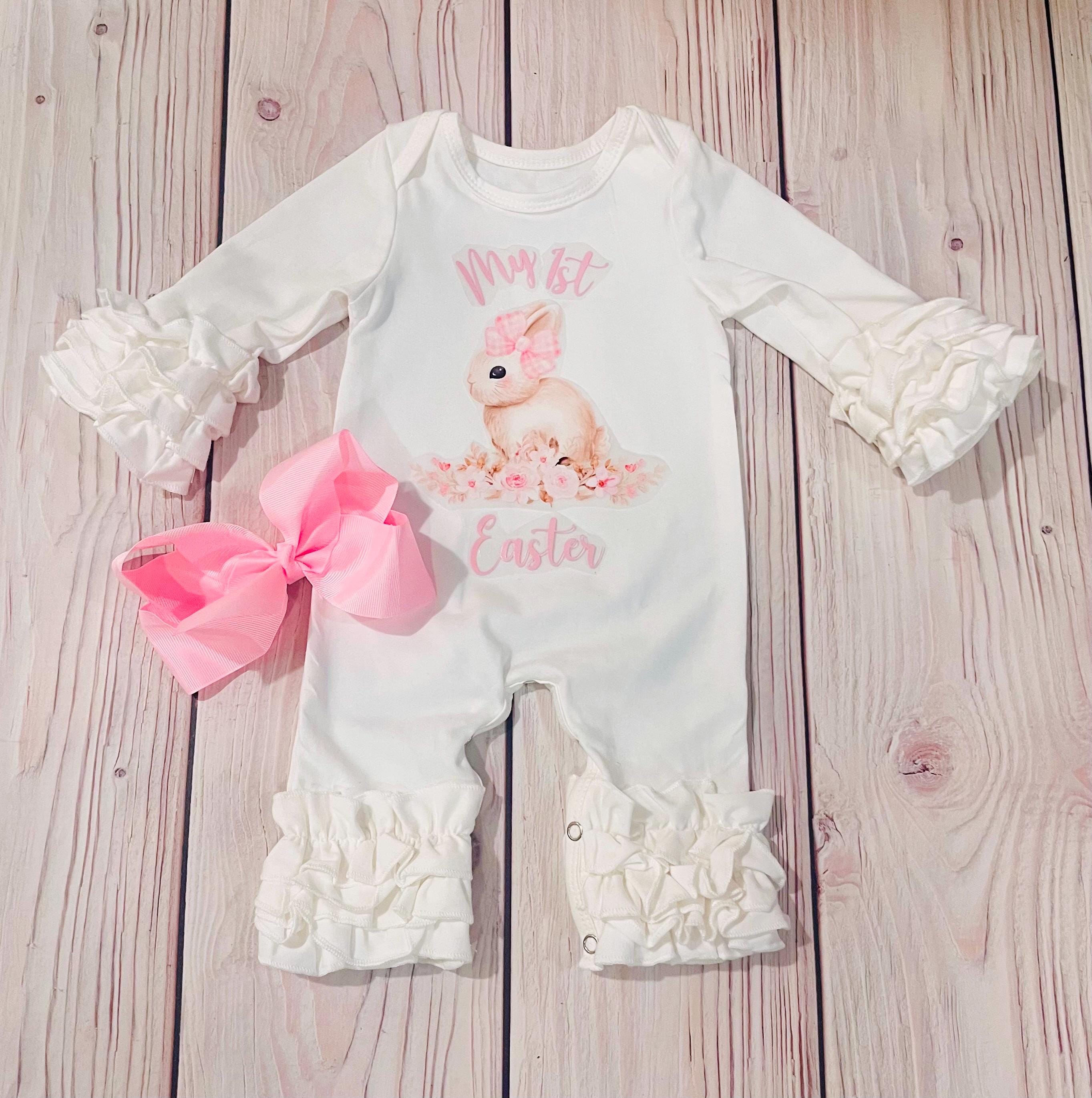 Baby Girl Easter Outfit, Bunny Romper, My First Easter Outfit, Newborn ...