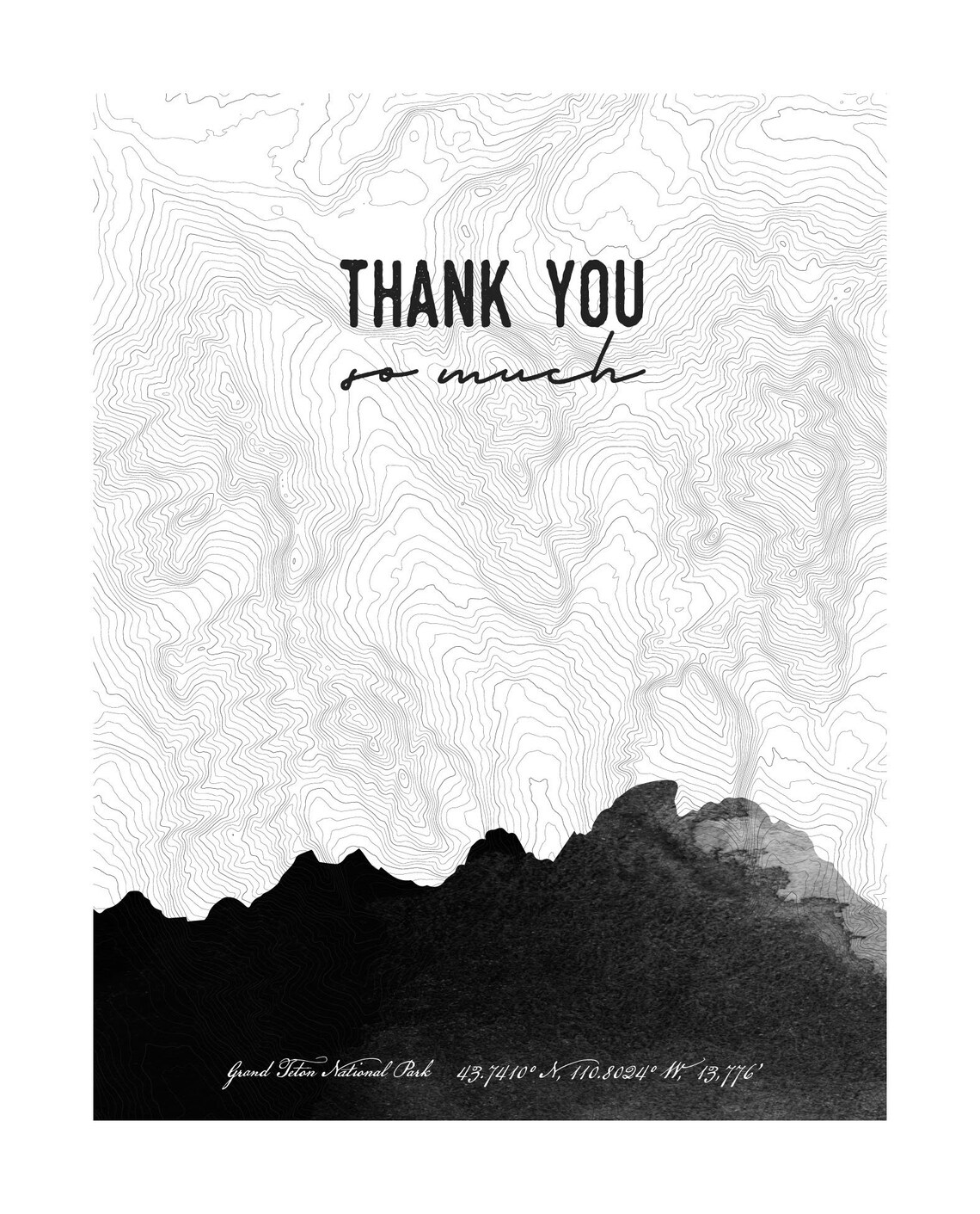 Thank You Card. for Outdoor, Hiking, and Adventure Lovers! Grand Teton ...