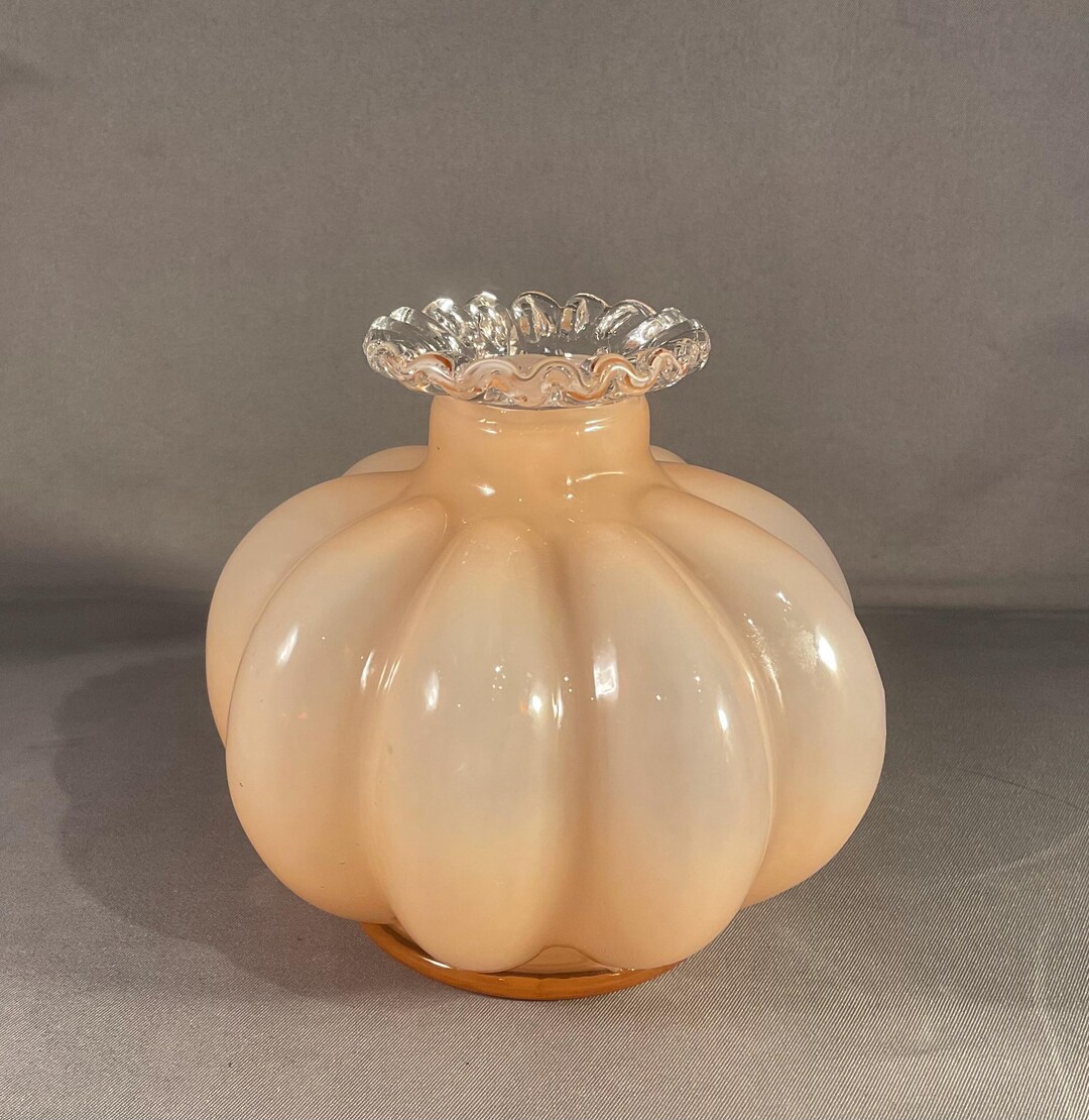 Fenton Melon Shaped Bud Vase Pink or Peach Lustre With Silver Crest - Etsy