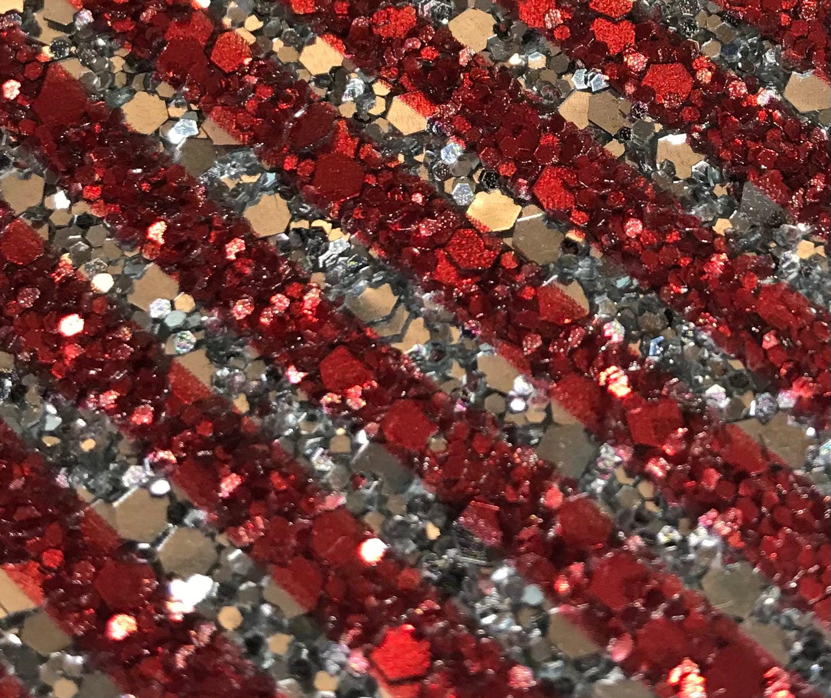 Candy Stripe Glitter Wallcovering - Red on Silver - Etsy
