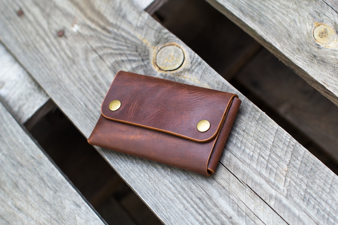Niestandardowy skórzany portfel-ręcznie robiony portfel-ręcznie szyty ...