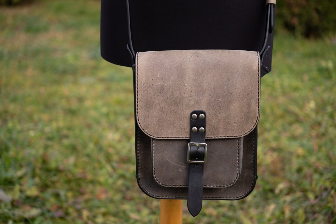 Men's Leather Bag, Men's Satchel Bag / Messenger Bag for Men / GREY ...