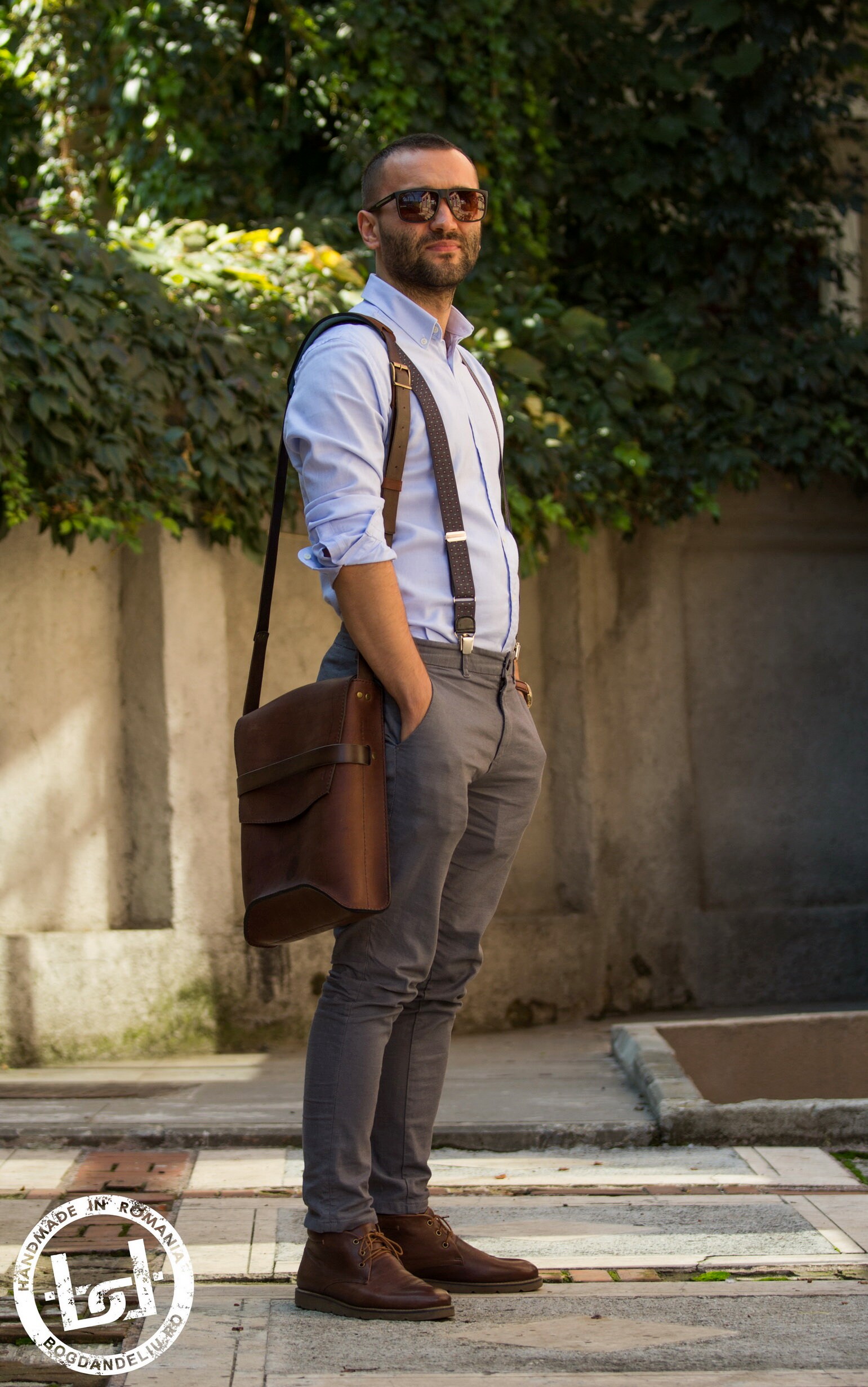 Men's Leather Bag, Men Vertical Format Bag / Messenger Bag for Men ...