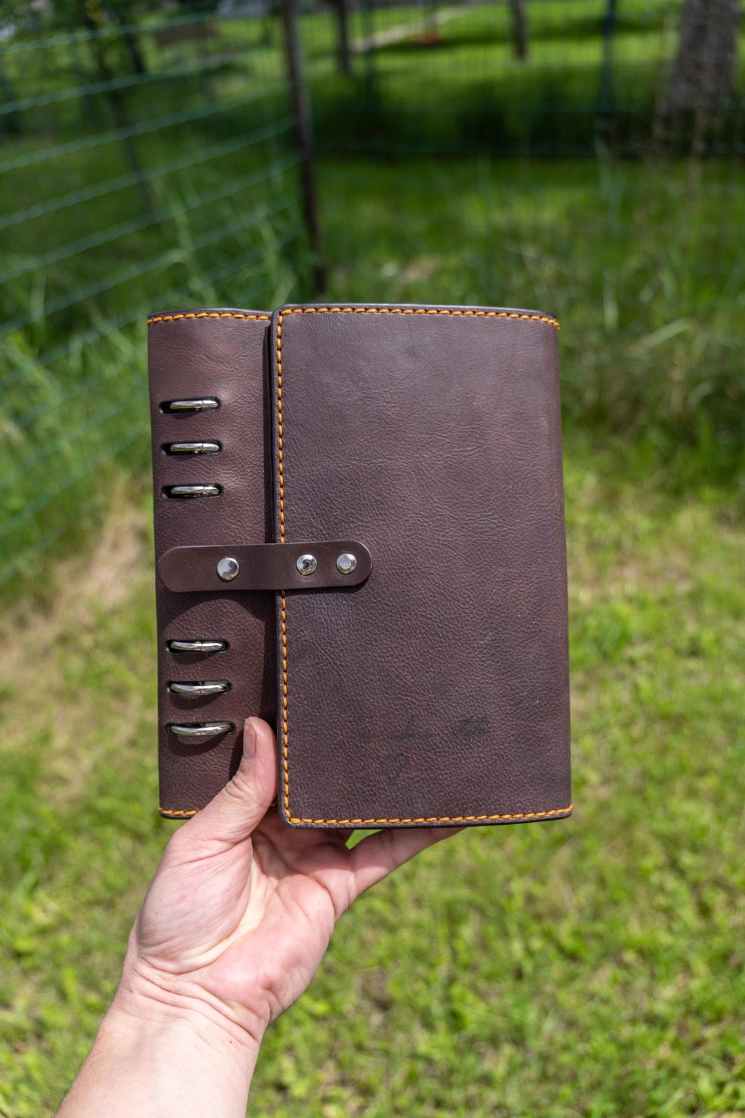 Leather Notebook With Laser Engraving, A5 Paper Set Dotted, Binder 6 ...
