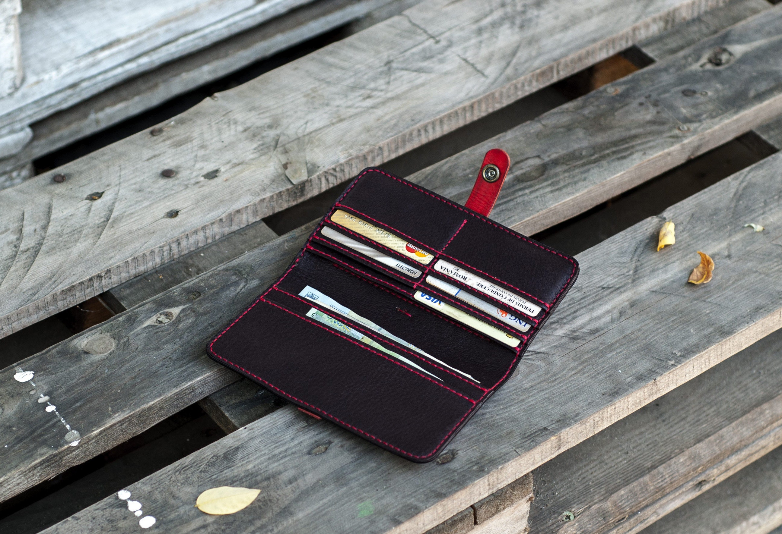 Custom Leather Wallet-Handmade Wallet-Hand Dyed - Etsy Polska